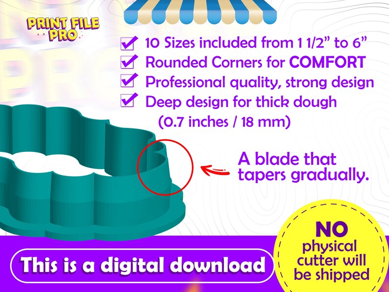 Scalloped Plaque Cookie Cutter STL File Instant Download for 3D Printer ...