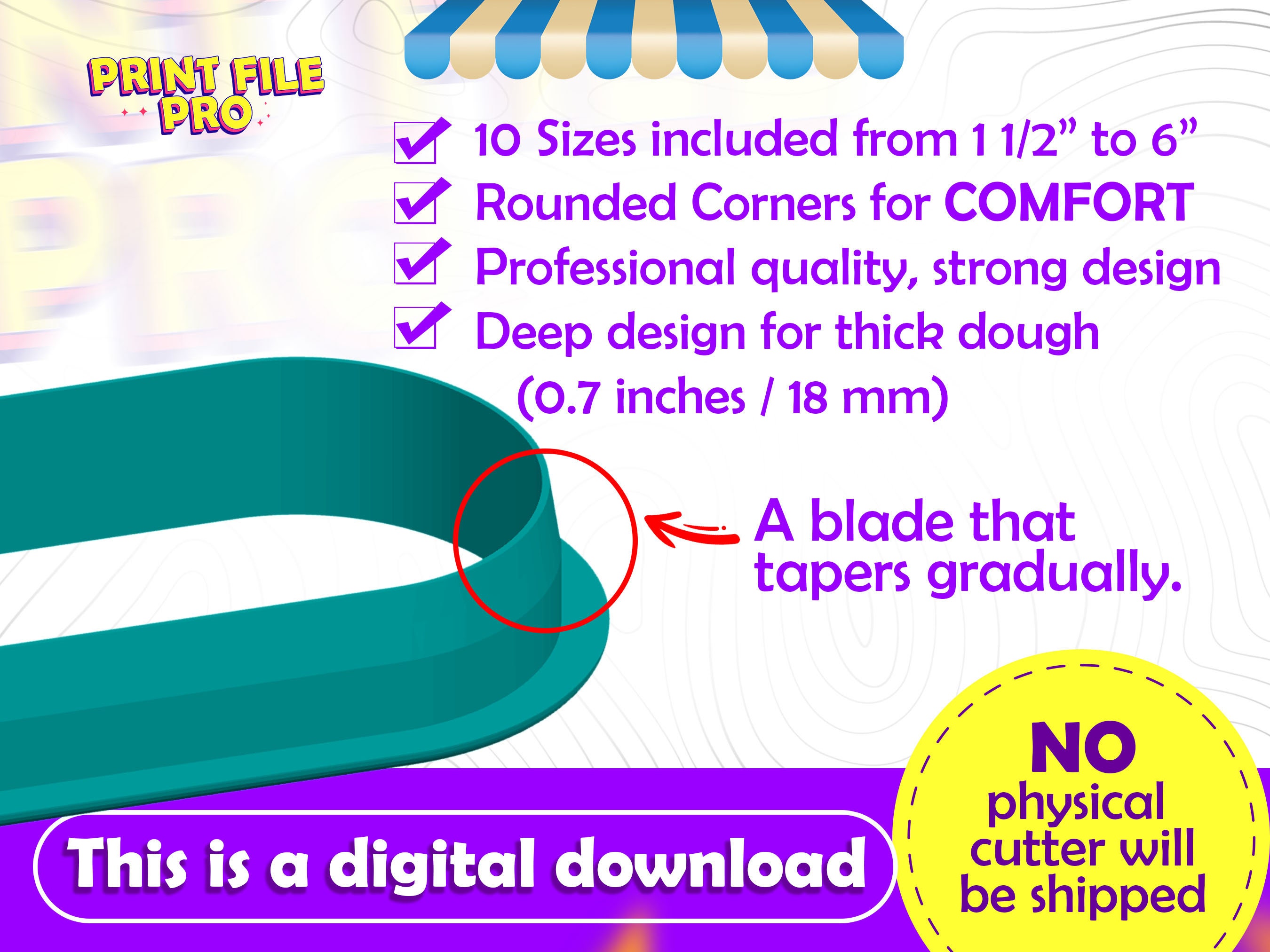 Pill Rounded Rectangle Cookie Cutter STL File Instant Download - Etsy