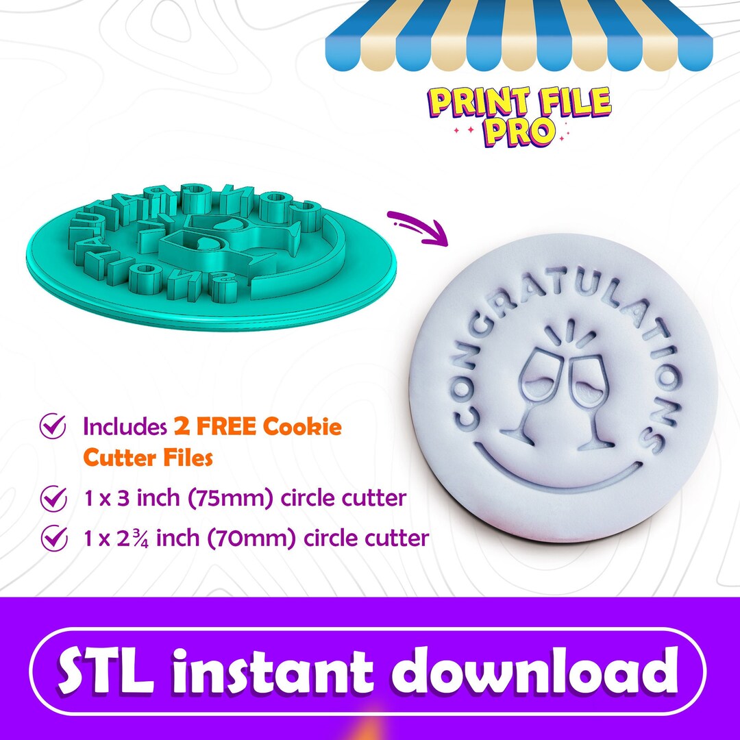 Digital STL FILE for a Congratulations Cookie Stamp - Instant Download ...