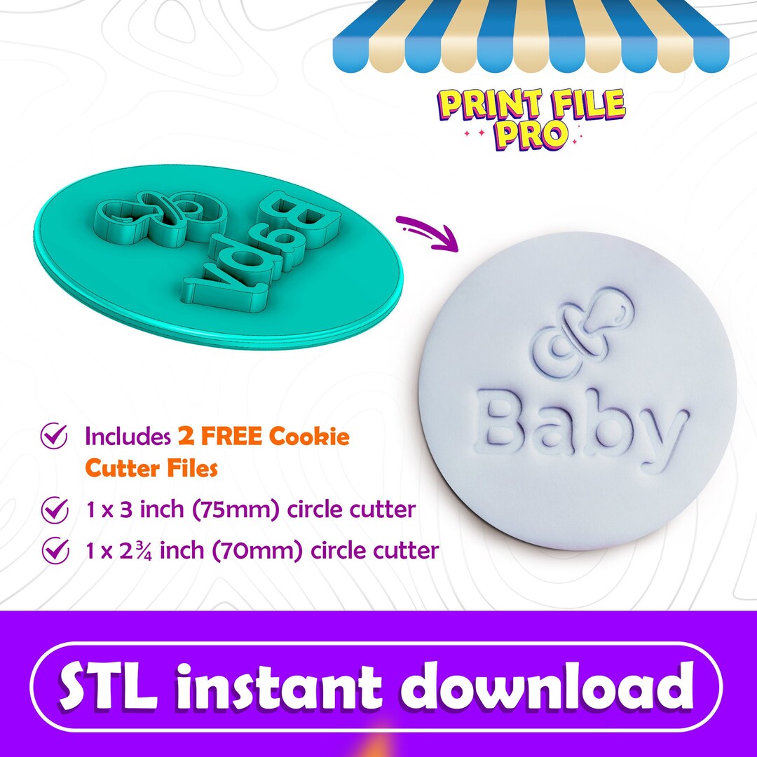 Digital STL FILE for a Baby Pacifier Cookie Stamp - Instant Download to ...
