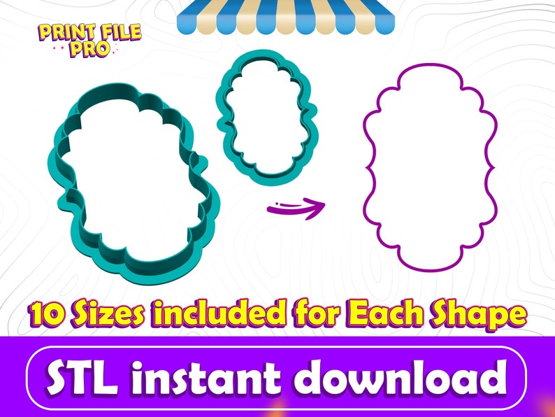 Scalloped Plaque Cookie Cutter STL File Instant Download for 3D Printer ...