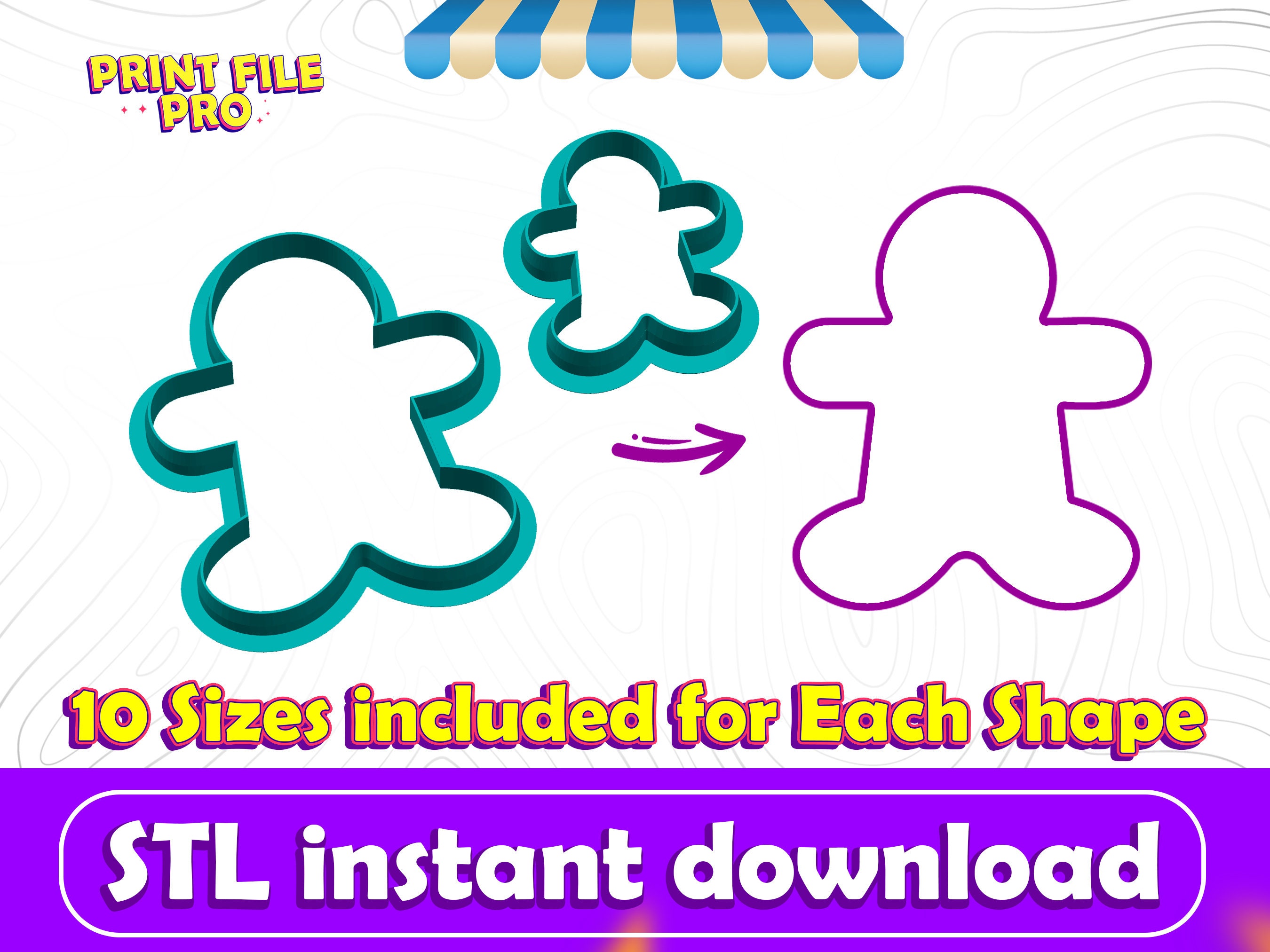 Gingerbread Man Cookie Cutter STL File Instant Download for 3D Printer ...