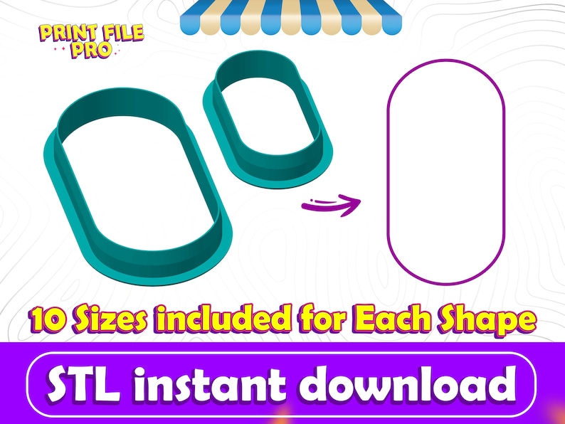Pill Rounded Rectangle Cookie Cutter STL File Instant Download for 3D ...