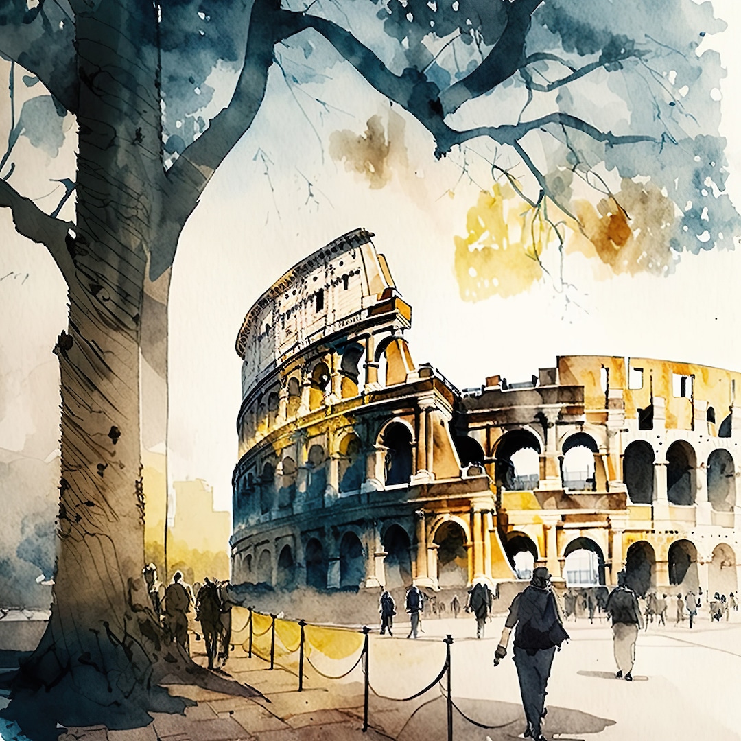Colosseum Water Color Digital Art - Etsy