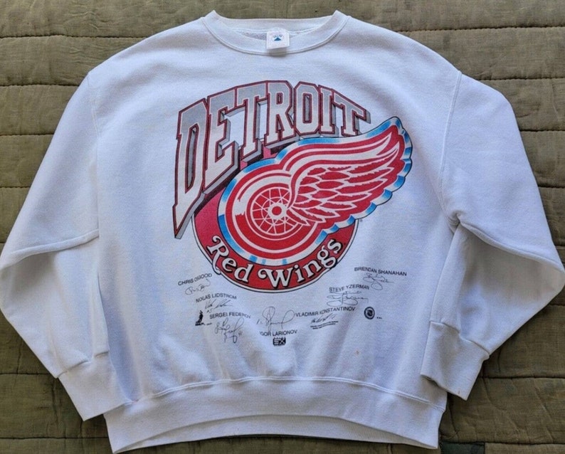 Vintage 90s Detroit Red Wings Hockey Crewneck Sweatshirt, Detroit Red ...