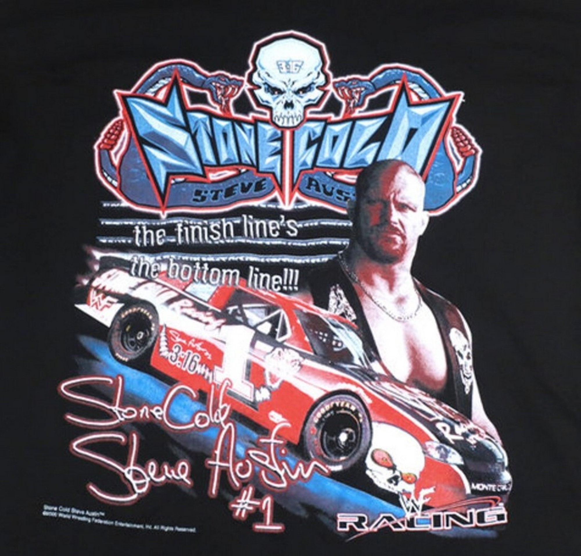 Vintage 90s Stone Cold Nascar Racing Wrestling Steve Austin T-shirt ...