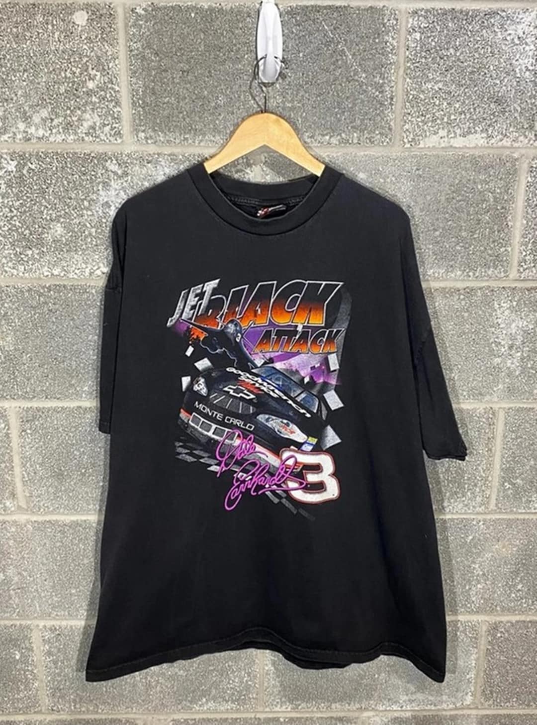 Vintage 90s Dale Earnhardt Jet Black Attack All Over Print NASCAR ...