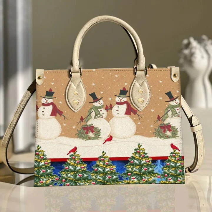 Christmas Snowman Women leather Bag Handbag sold by White Smiling ...