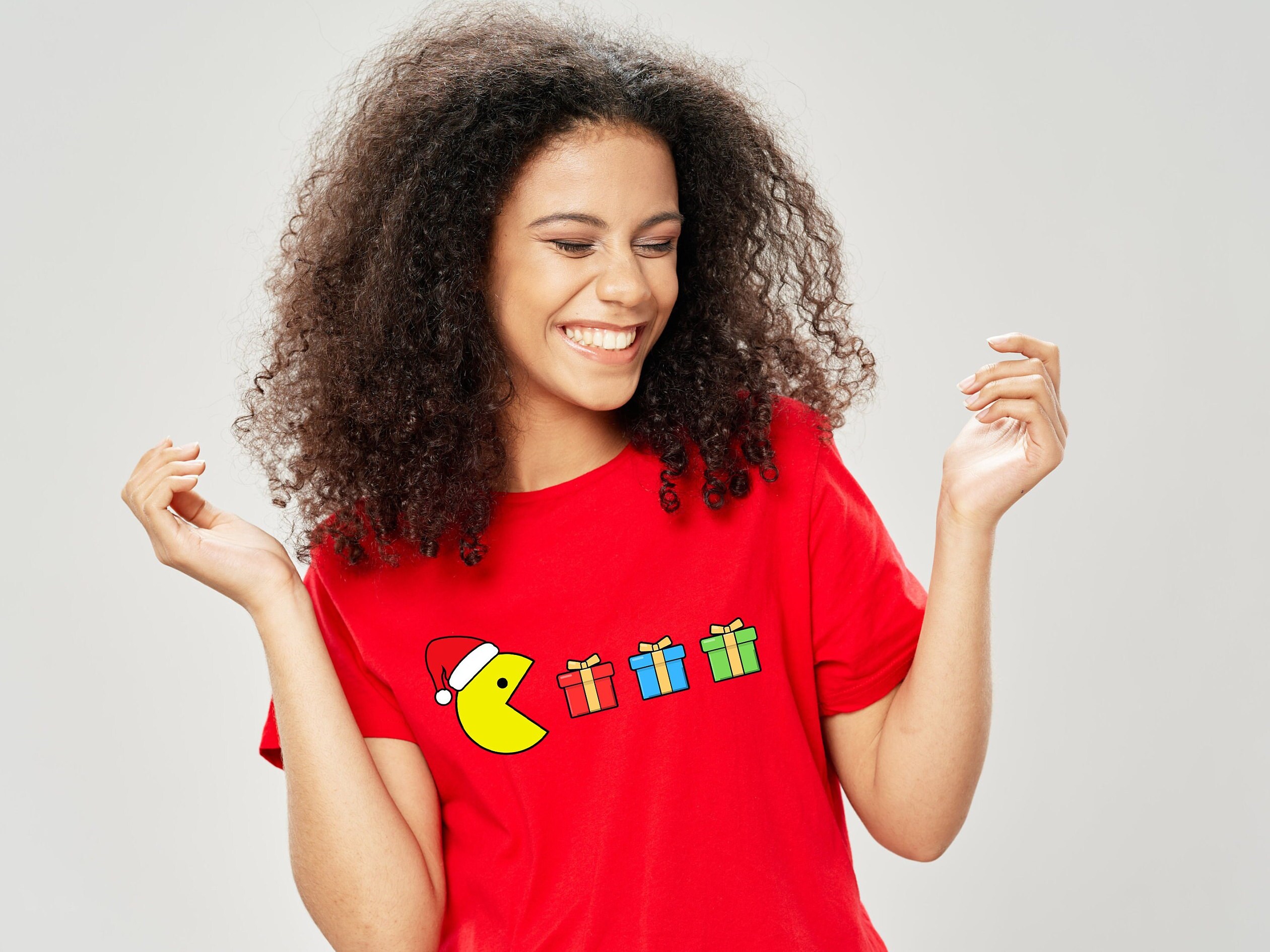 Santa Pac Man Shirt Pac Man Shirt 90s Games Santa Shirt Pac - Etsy