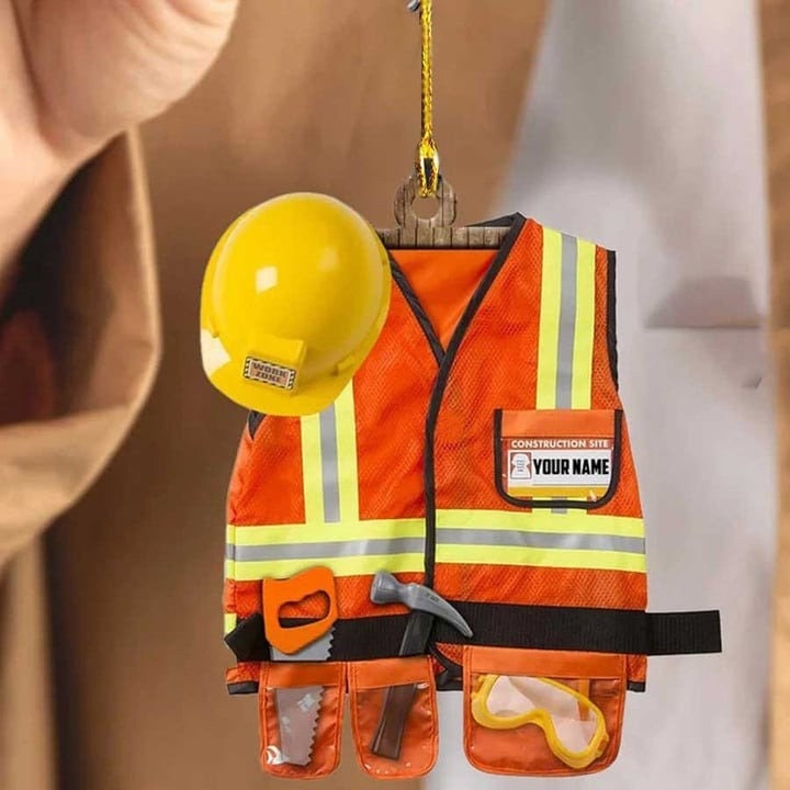 Personalized Construction Worker Flat Acrylic Ornament for - Etsy