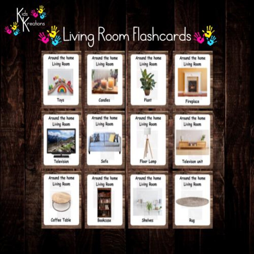 Living Room Flash Cards, Digital Download, Flashcards, , Early Years ...