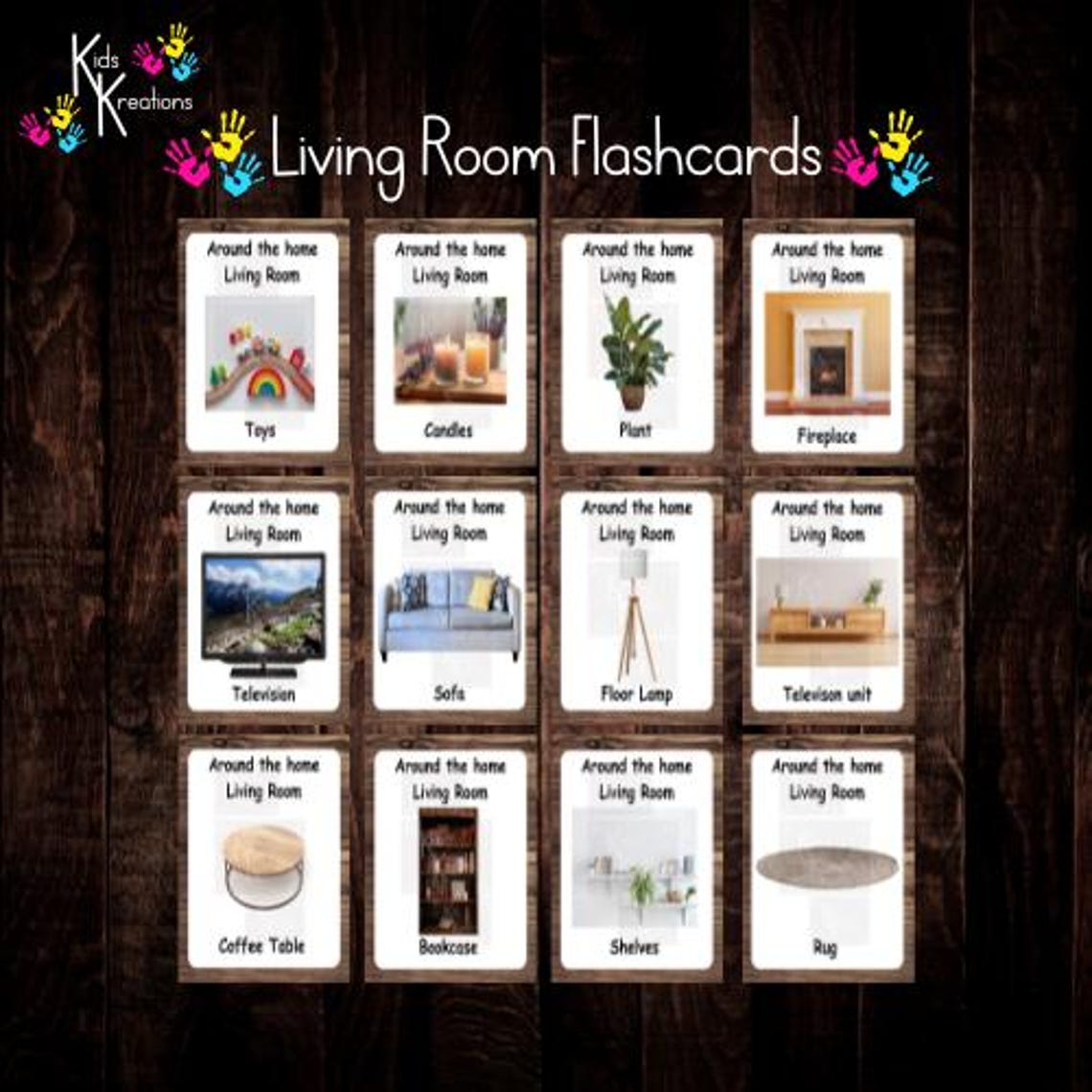 Living Room Flash Cards, Digital Download, Flashcards, , Early Years ...