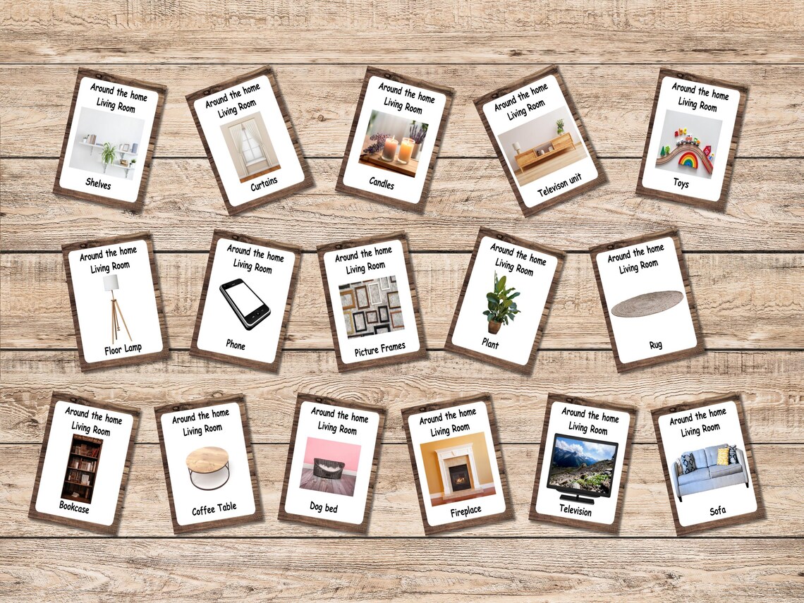 Living Room Flash Cards, Digital Download, Flashcards, , Early Years ...
