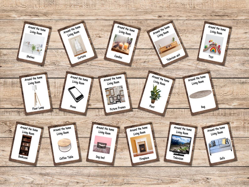 Living Room Flash Cards, Digital Download, Flashcards, , Early Years ...