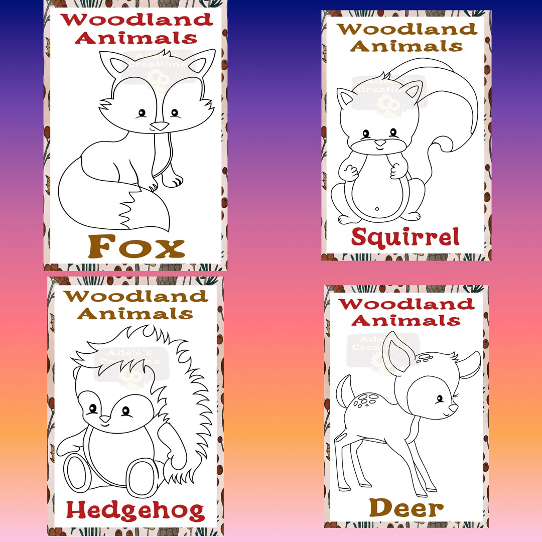 Autumn Woodland Animal Colouring Sheets Digital Download - Etsy