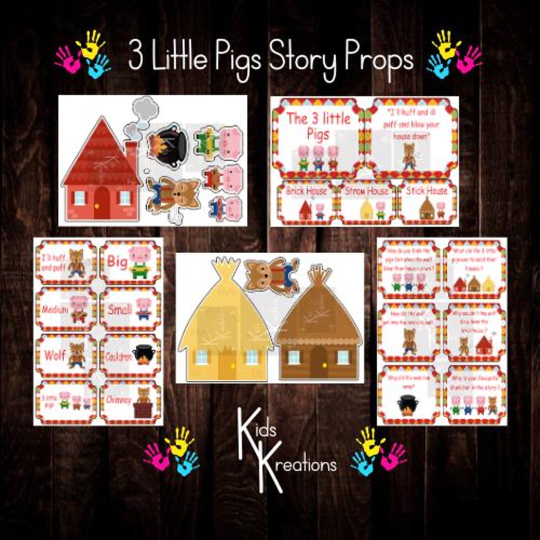 3 Little Pigs - Print From Home - Digital Download - Story Props ...