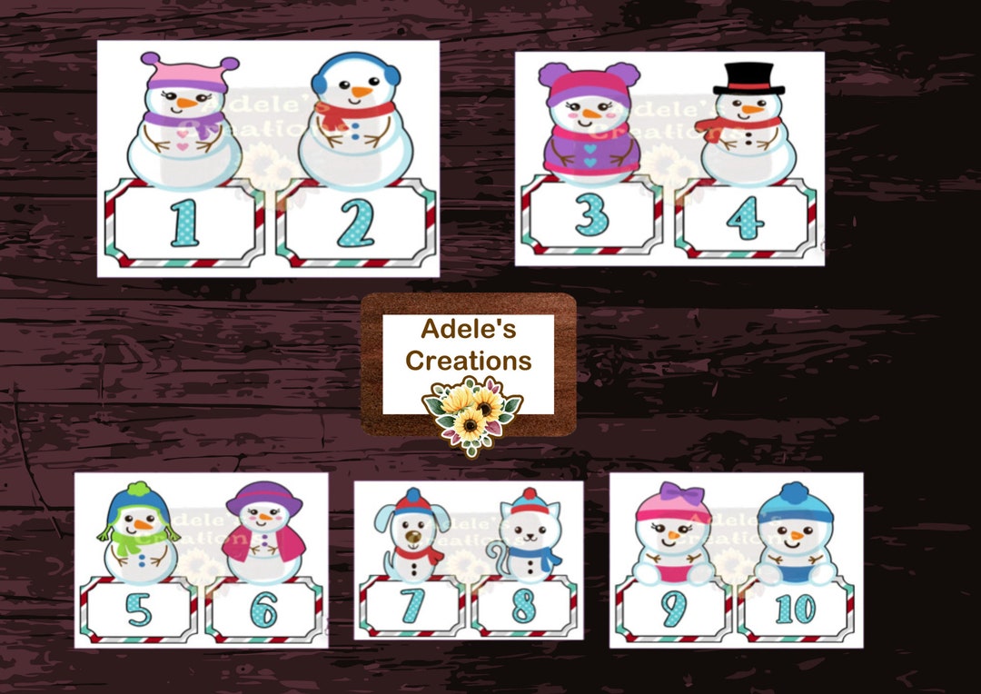 Snowman Number Flashcards Print From Home Digital Download Pdf ...