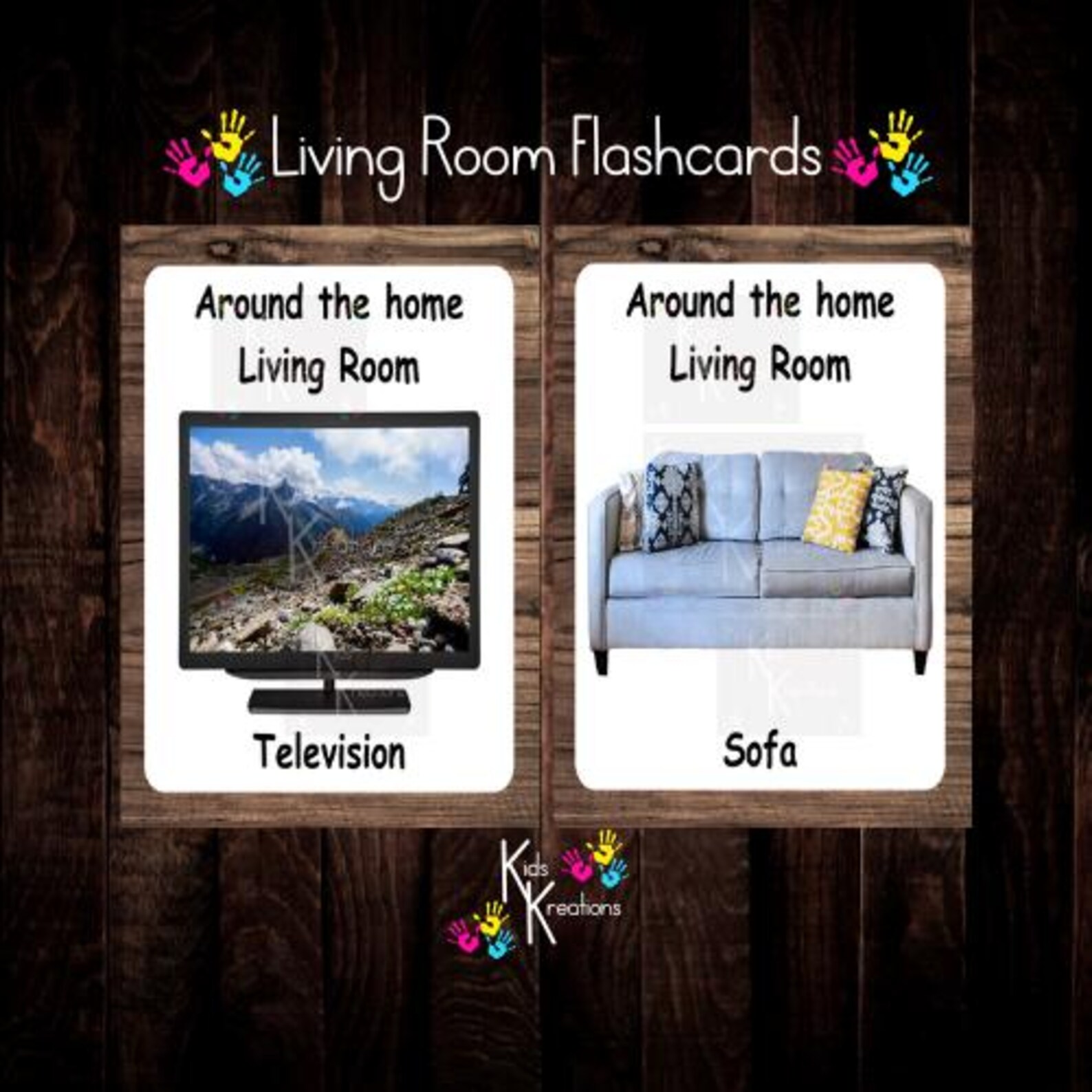 Living Room Flash Cards, Digital Download, Flashcards, , Early Years ...