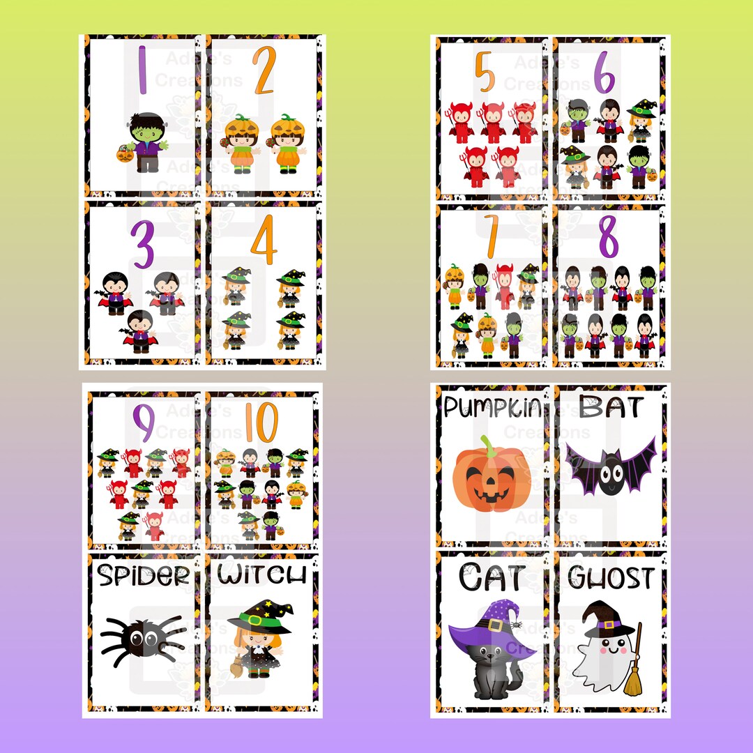 Halloween Number Cards Tuff Tray Early Years Print - Etsy
