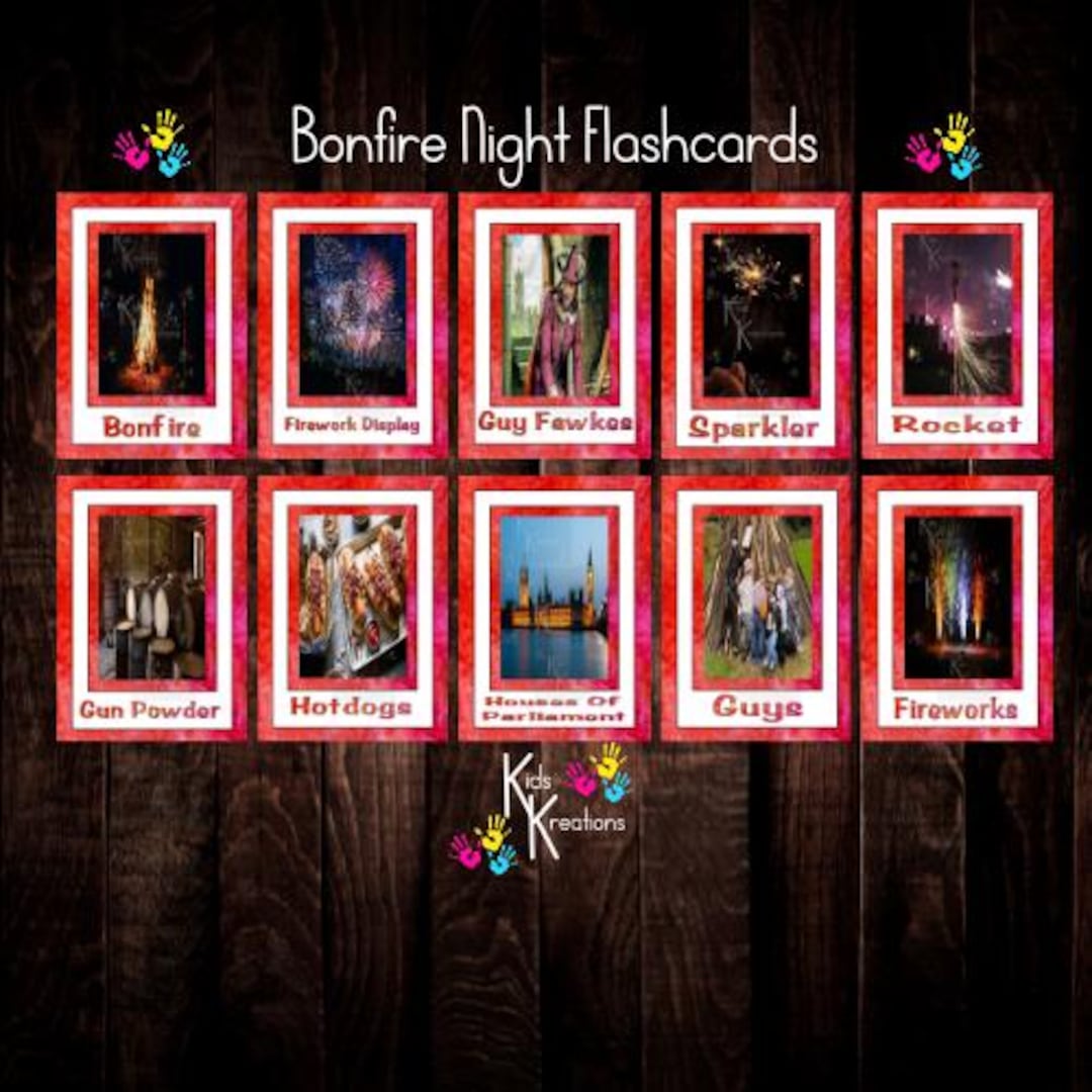 Bonfire Night - Flashcards- Printable - Early Years- Print From Home - Pdf - EYFS - Preschool ...