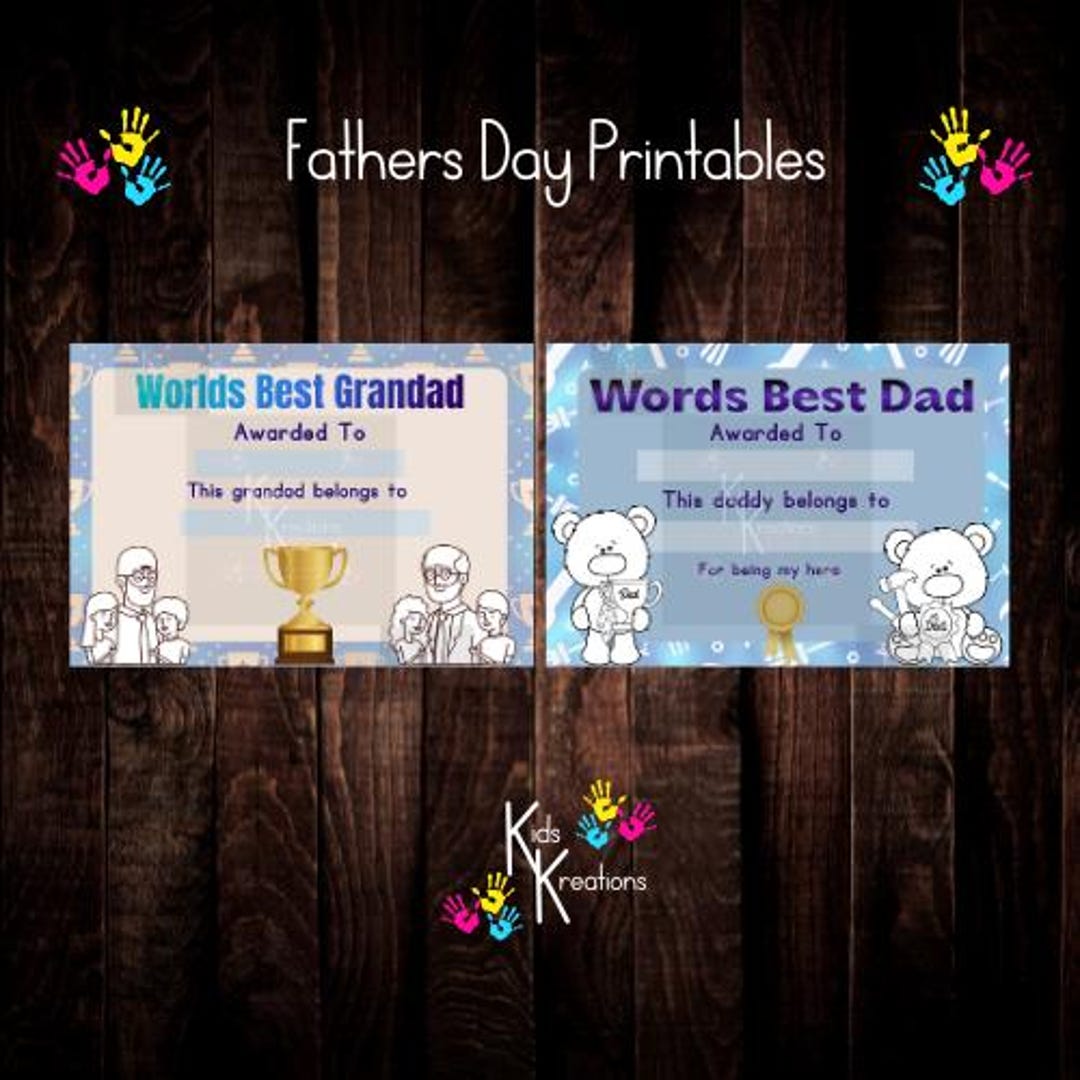 Fathers Day - Certificate- Print From Home - Editable - Personalised ...
