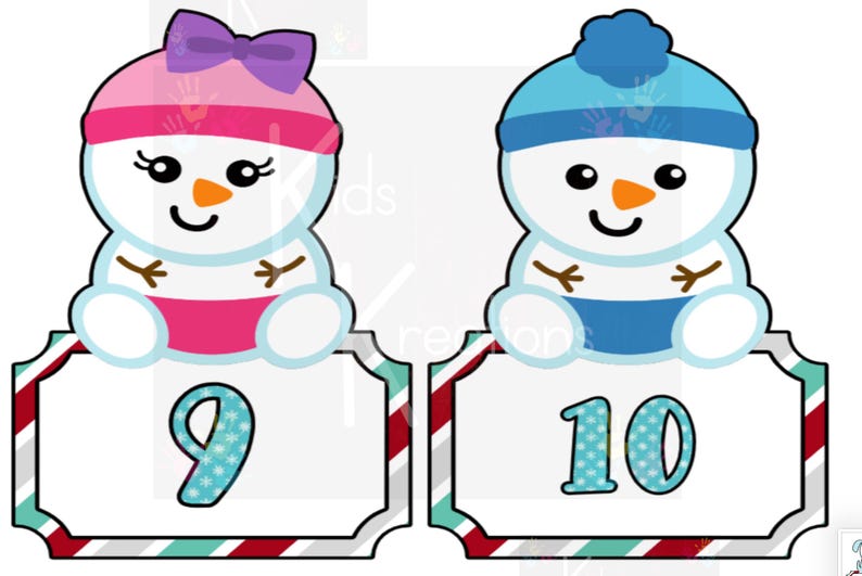 Snowman Number Flashcards - Print From Home - Digital Download - Pdf ...