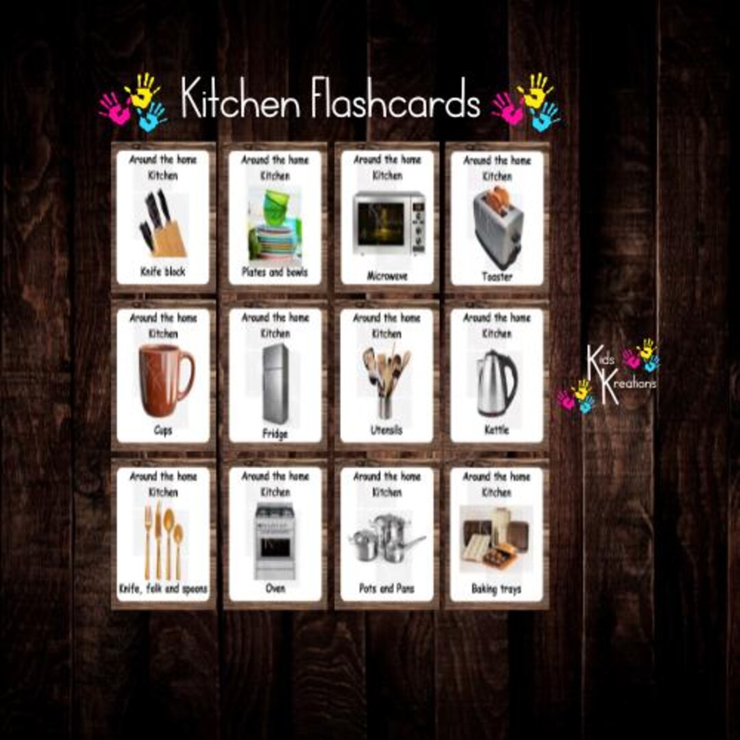Kitchen Flash Cards, Digital Download, Flashcards, , Early Years ...