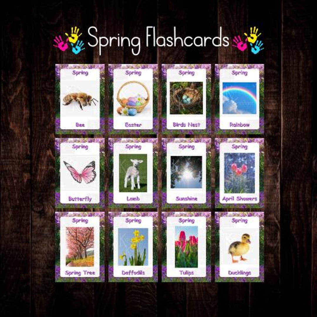Spring Flashcards, Flash Cards, Digital Download, Print From Home ...