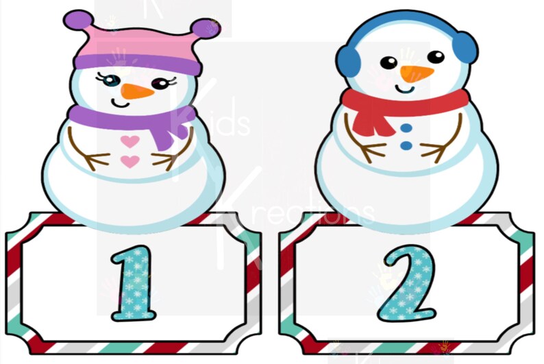 Snowman Number Flashcards - Print From Home - Digital Download - Pdf ...