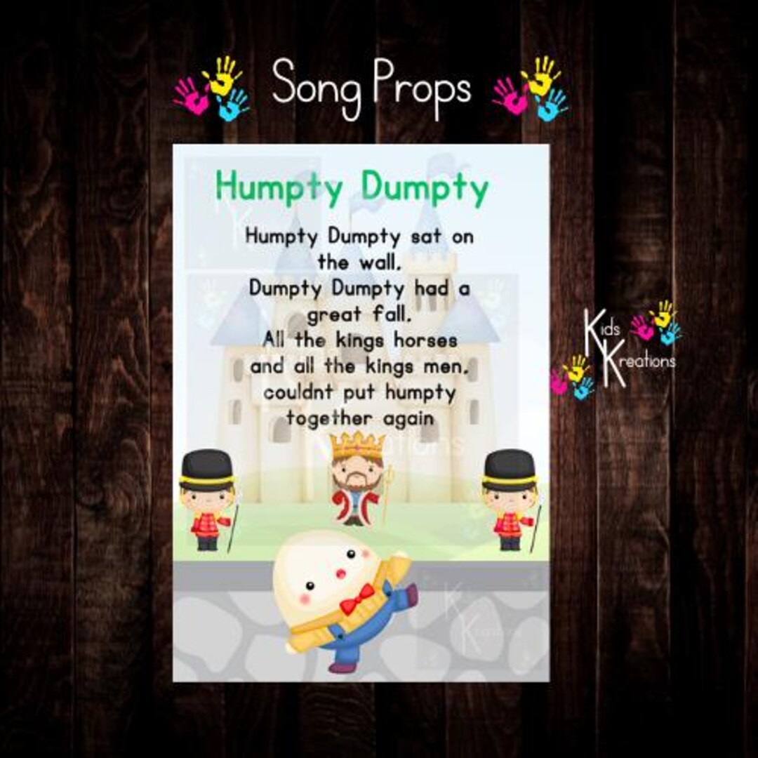 Nursery Rhyme - -digital Download - Song Props - Poster - A4 ...