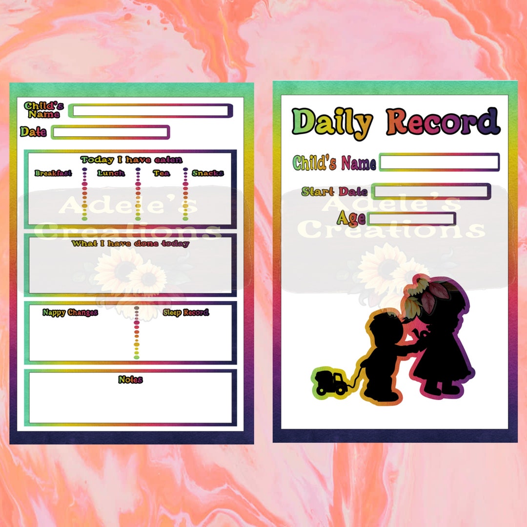 Daily Record Sheet Digital Download Childminder - Etsy