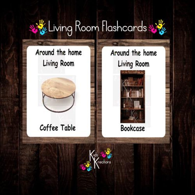 Living Room Flash Cards, Digital Download, Flashcards, , Early Years ...