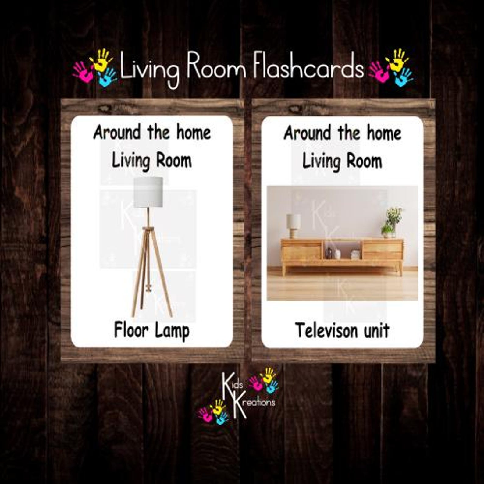 Living Room Flash Cards, Digital Download, Flashcards, , Early Years ...