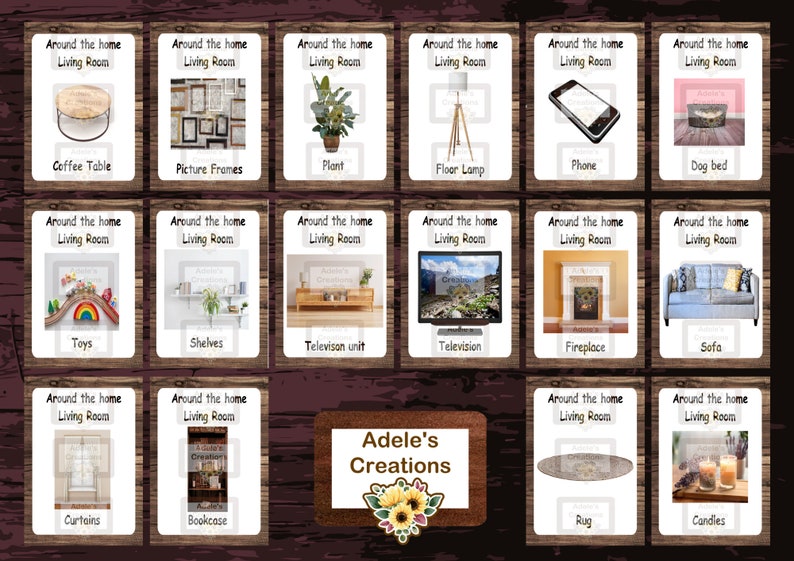 Living Room Flash Cards, Digital Download, Flashcards, , Early Years ...