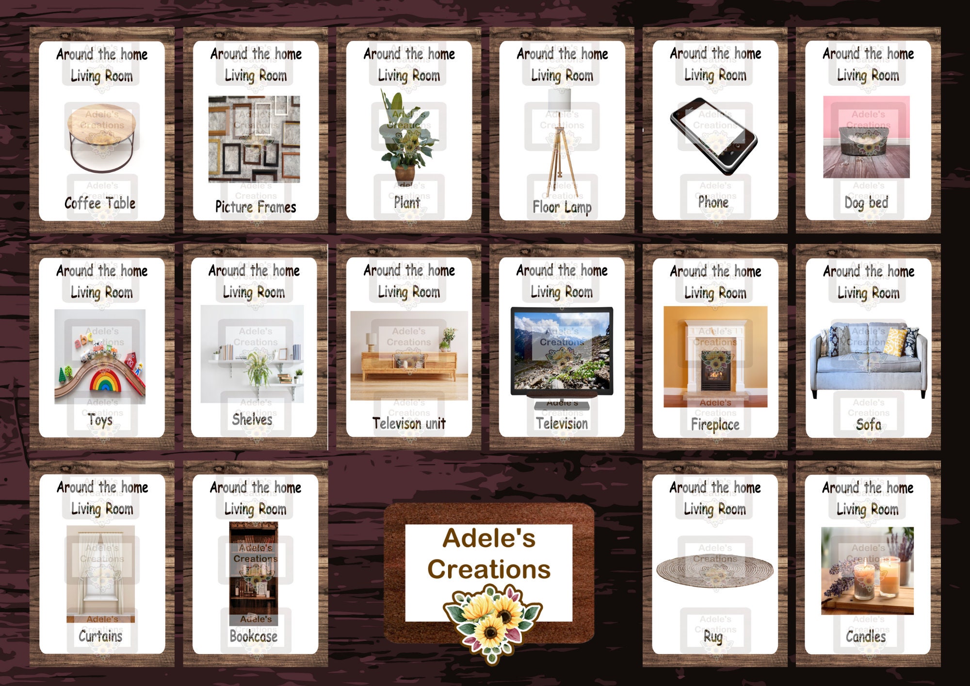 Living Room Flash Cards, Digital Download, Flashcards, , Early Years ...