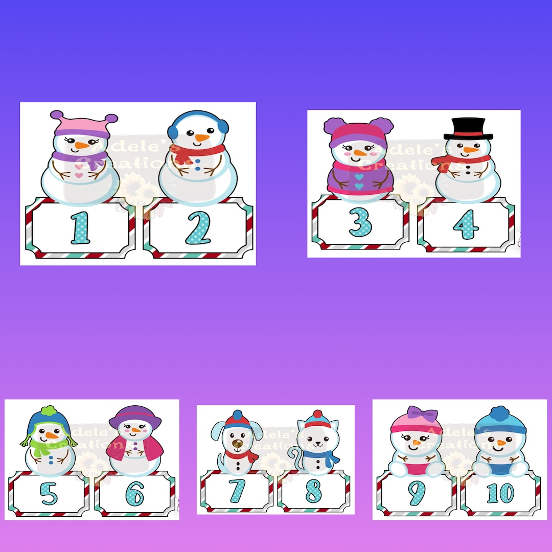 Snowman Number Flashcards Print From Home Digital Download - Etsy
