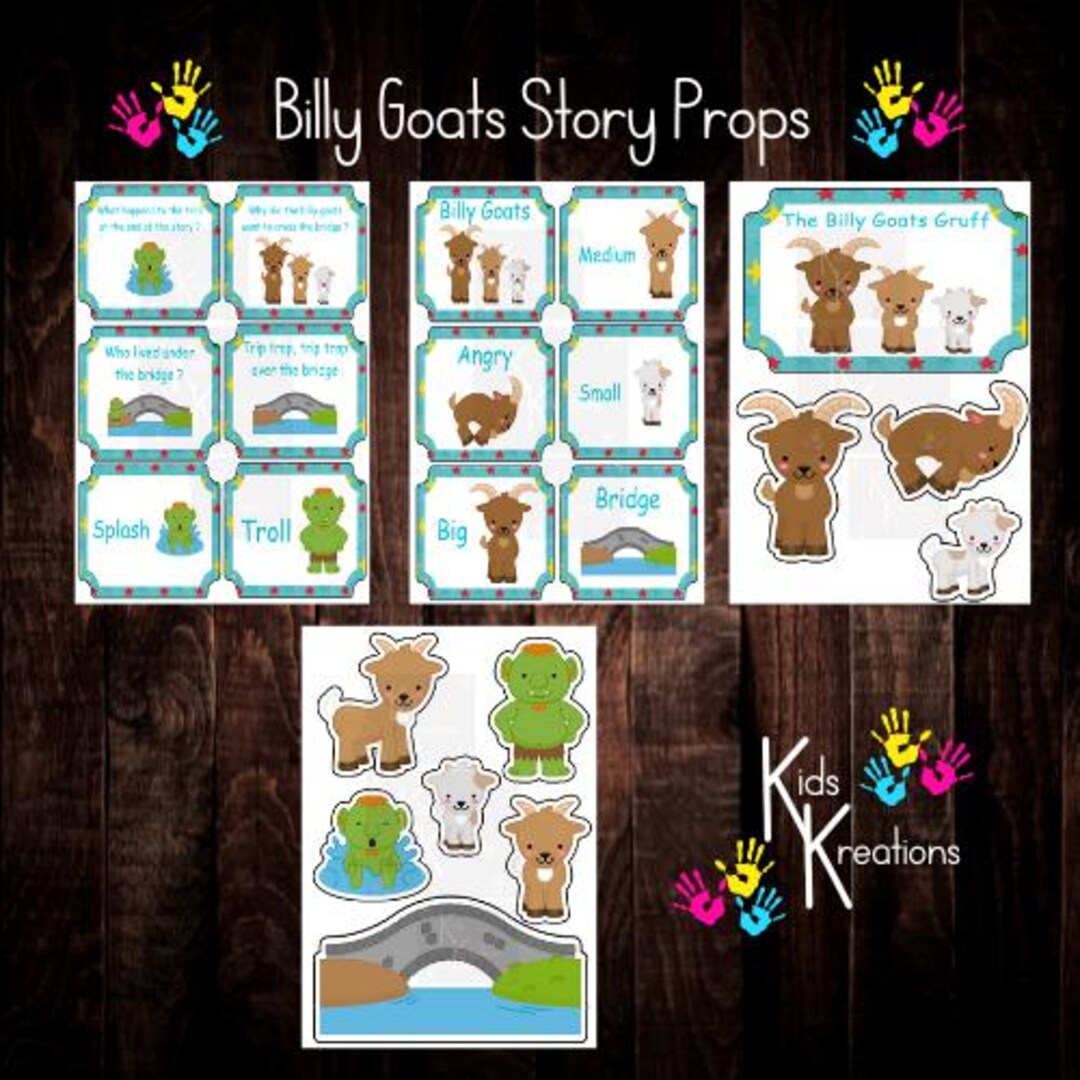 Billy Goats Gruff - Print From Home - Digital Download - Story Props ...