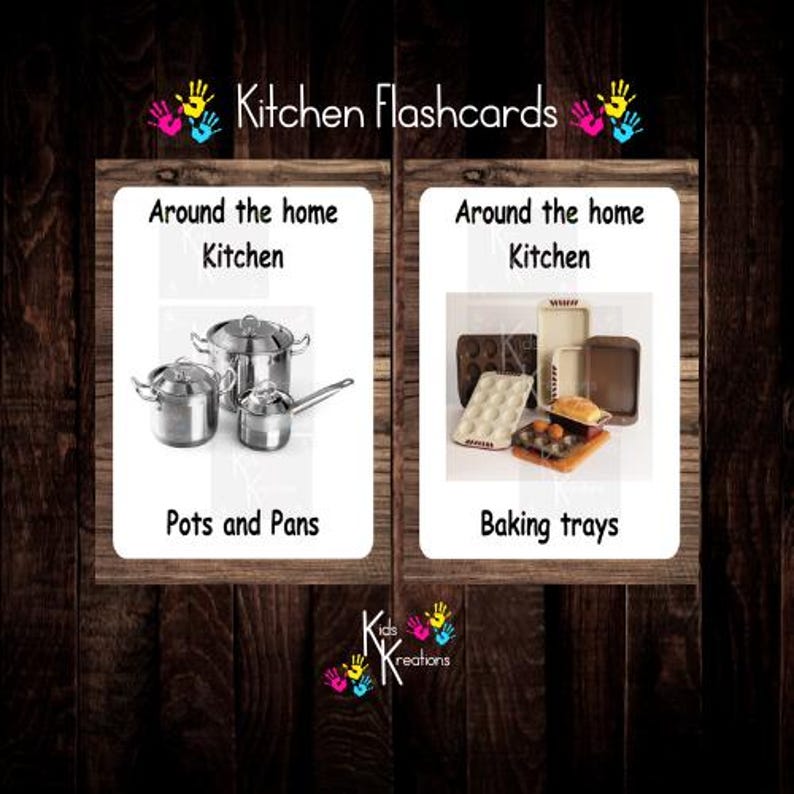 Kitchen Flash Cards, Digital Download, Flashcards, , Early Years, Teaching, Print From Home ...