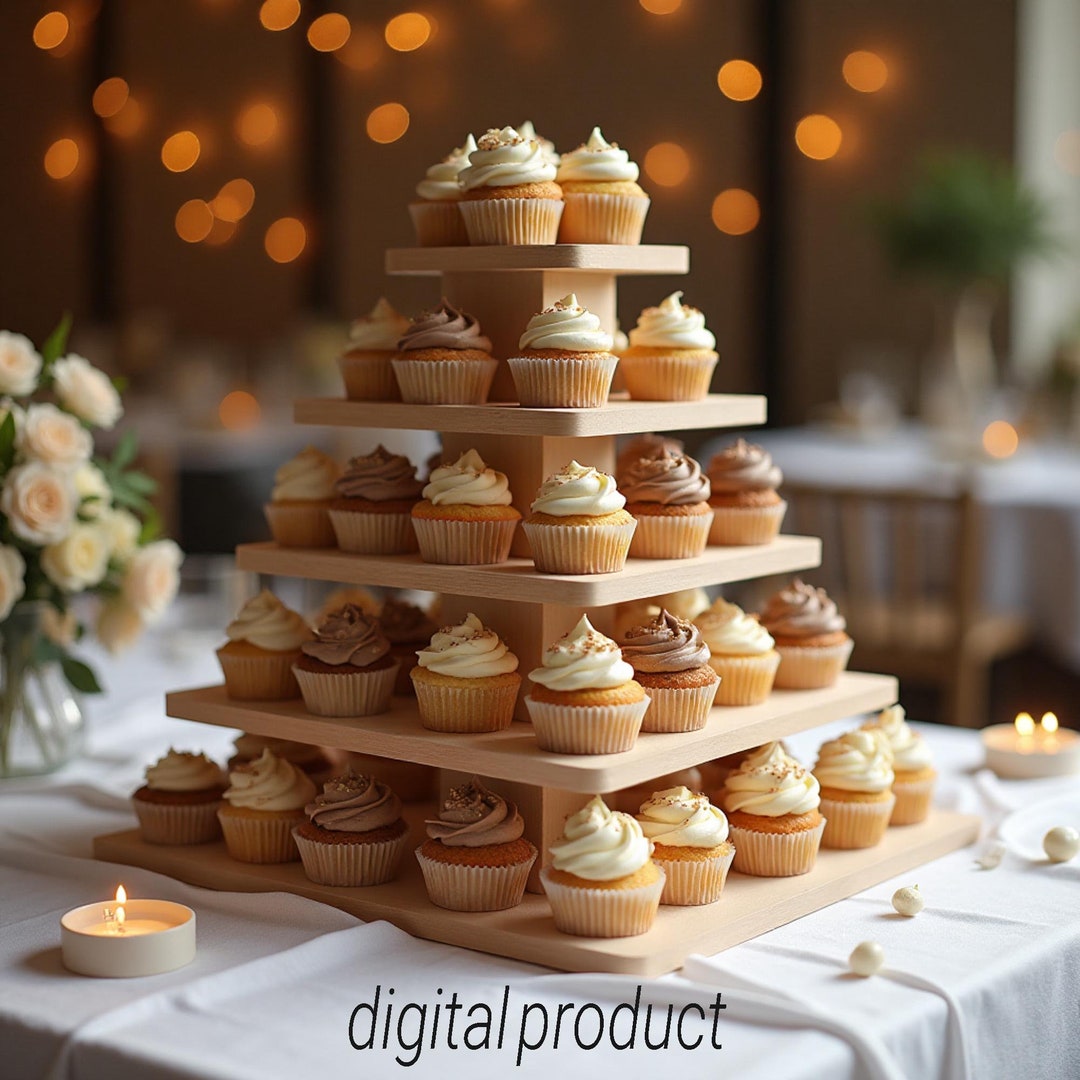 DIY 5 Tier Round Cupcake Stand, Plywood Cake Display for Wedding and ...