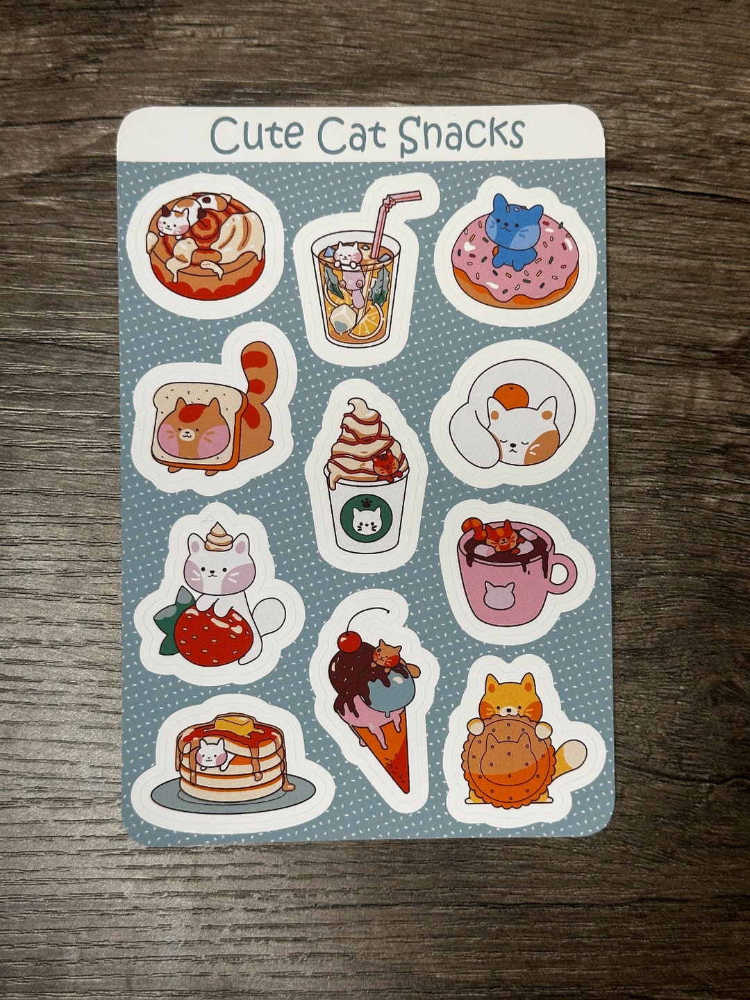Cute Cat Snacks 6x4 Sticker Sheet Matte Weatherproof Stickers - Etsy