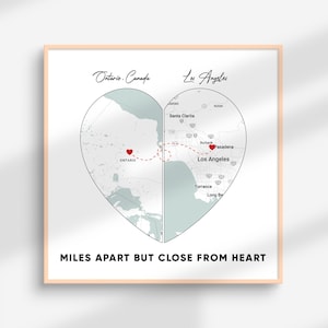 Personalized Long Distance Love Map, Custom Heart Map Print Poster ...