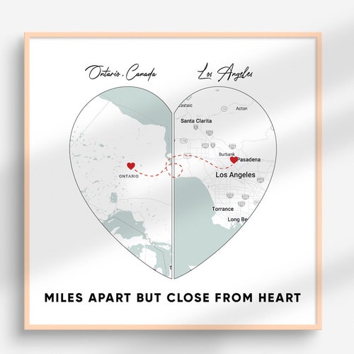 International Love Map Art Long Distance Relationship Gift - Etsy