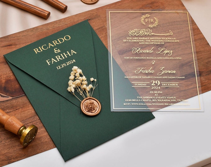 Islamic Wedding Invitation, Arabic Wedding Card, Muslim Custom Wedding ...