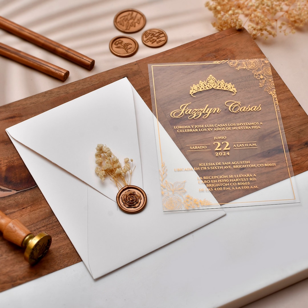 Acrylic Quinceanera Invitations, Sweet 16 Invitation, Sweet Sixteen ...