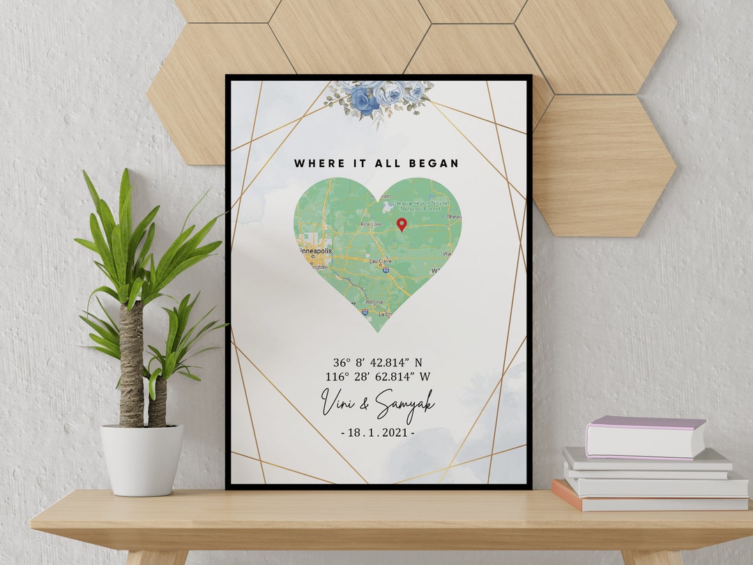 Love Heart Map Birthday Gift for Boyfriend/girlfriend Gifts for Fiancee ...