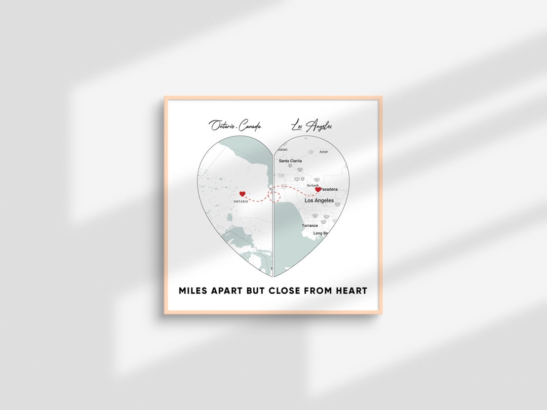 Personalized Long Distance Love Map Gift for Long Distance - Etsy