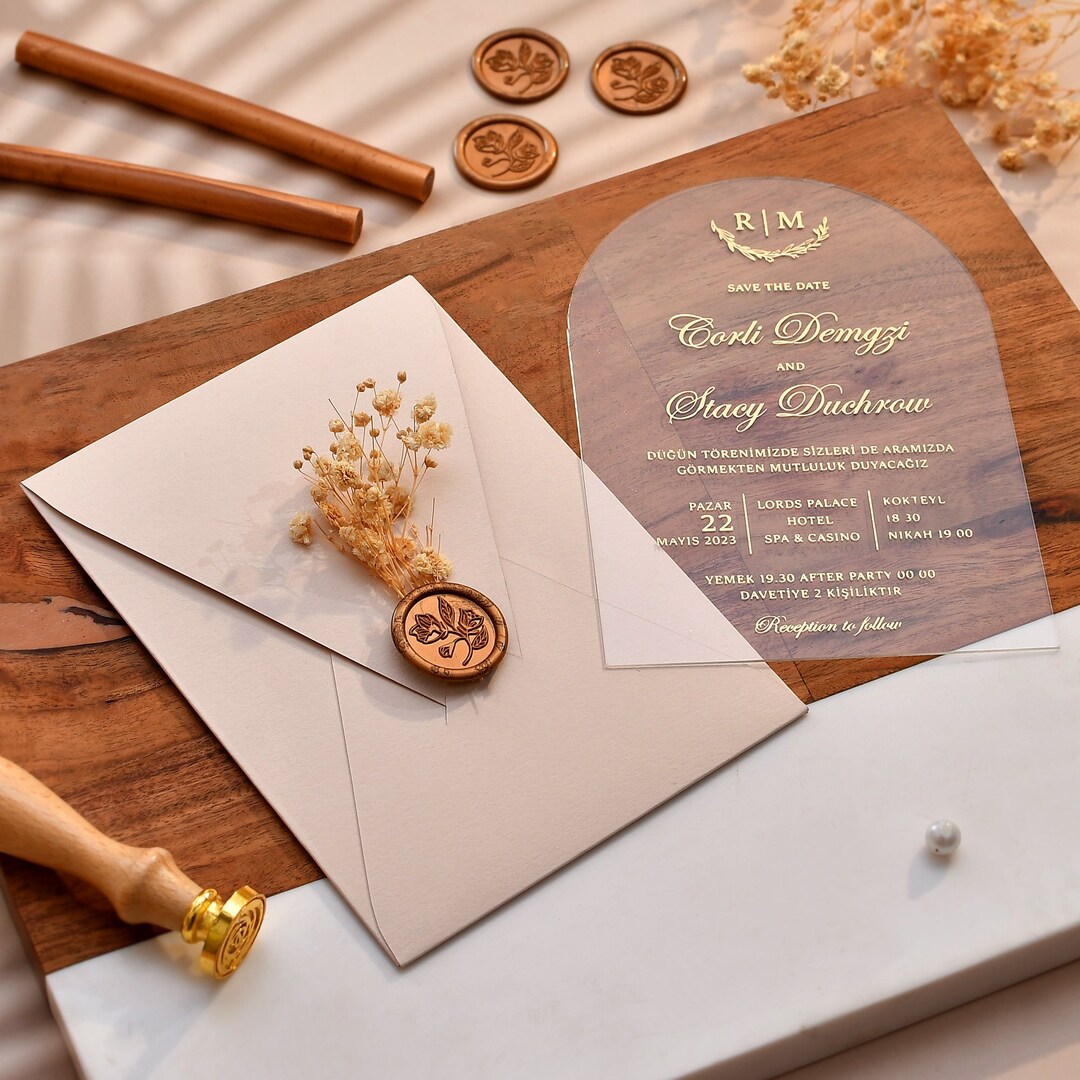 Arch Shaped Wedding Invitations, Curved Invitations, Acrylic Wedding ...