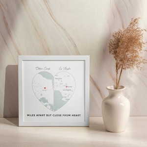 Personalized Long Distance Love Map, Custom Heart Map Print Poster ...