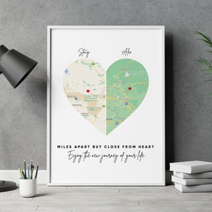 Custom Heart Map Print Poster, Personalized Framed Heart Map Gift ...