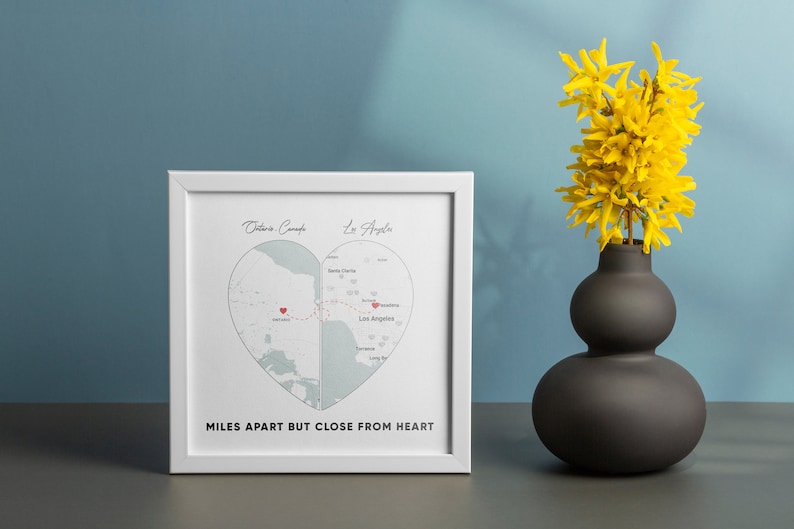 Personalized Long Distance Love Map Custom Heart Map Print - Etsy